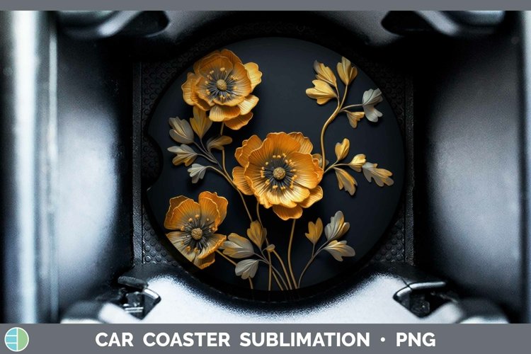 3D Black and Gold Buttercup Car Coaster Sublimation Coaster