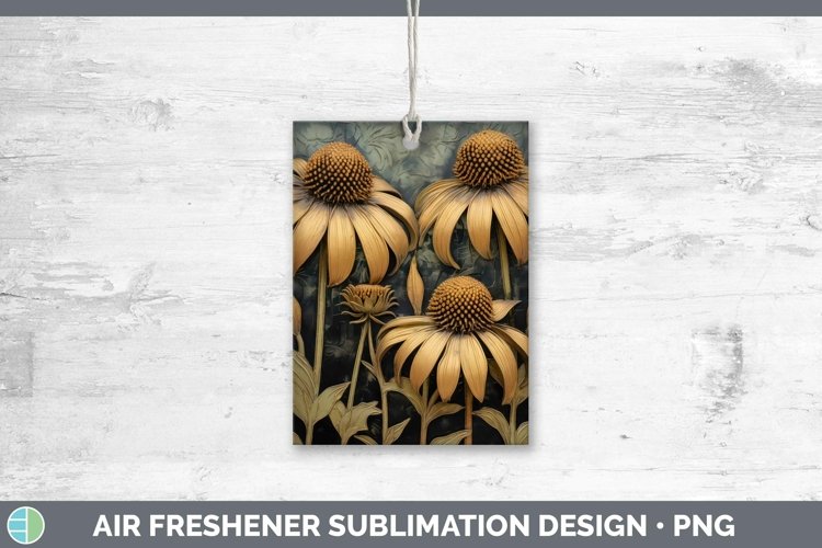 3D Black and Gold Coneflower Air Freshener Sublimation Car F