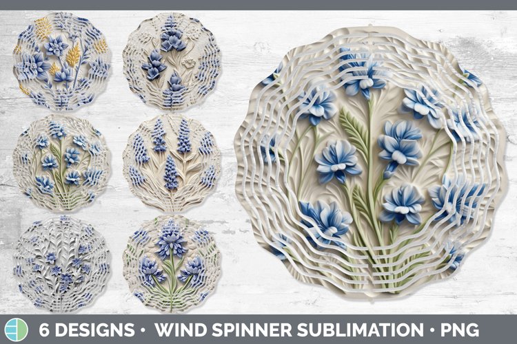 3D Bluebonnet Flowers Wind Spinner | Sublimation Spinner Des