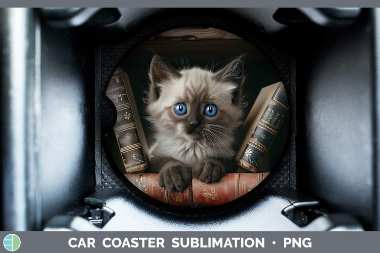3D Books Balinese Cat Car Coaster Sublimation Coaster Design