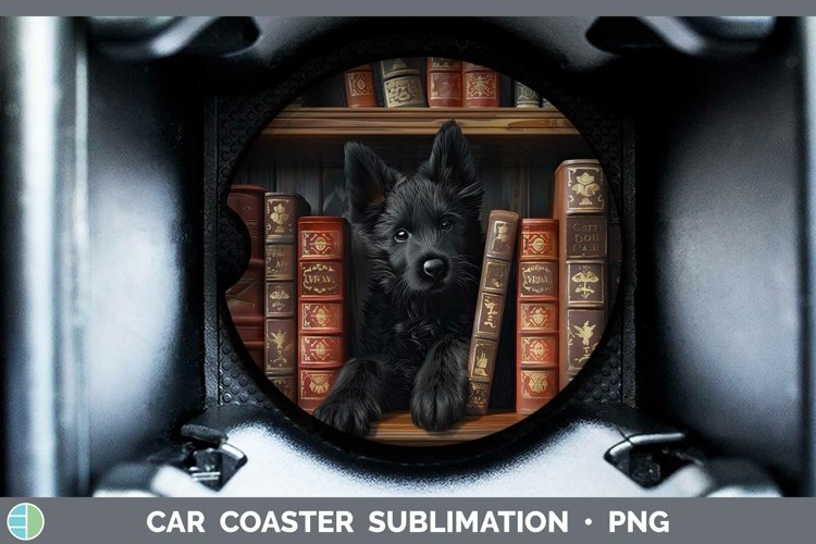 3D Books Belgian Sheepdog Dog Car Coaster Sublimation Coaste