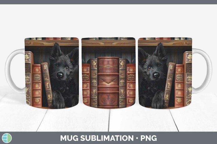 3D Books Belgian Sheepdog Dog Mug Wrap Sublimation Coffee Cu