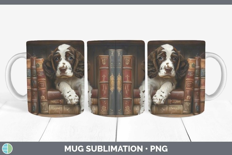 3D Books English Springer Spaniel Dog Mug Wrap Sublimation C