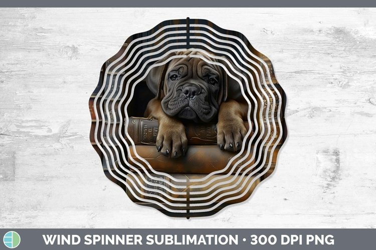 3D Books Mastiff Dog Wind Spinner Sublimation Spinner Design
