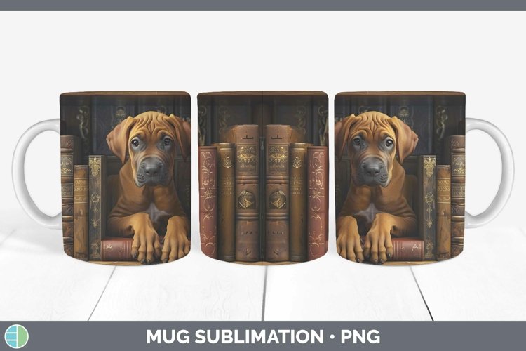 3D Books Rhodesian Ridgeback Dog Mug Wrap Sublimation Coffee