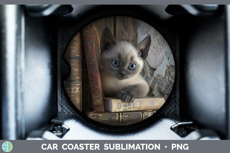 3D Books Siamese Cat Car Coaster Sublimation Coaster Designs