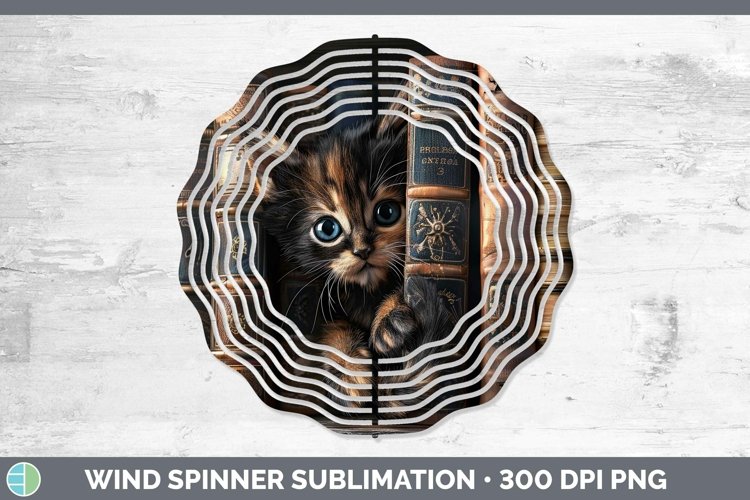3D Books Tortoiseshell Cat Wind Spinner Sublimation Spinner