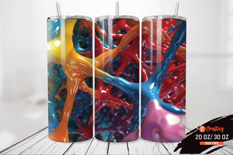 3D Brain Neurons Straight and Tapered Skinny Tumbler Wrap