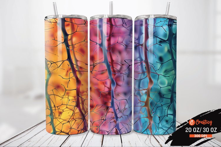 3D Brain Neurons Straight and Tapered Skinny Tumbler Wrap