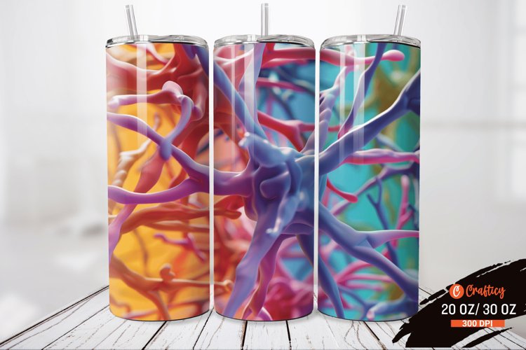3D Brain Neurons Straight and Tapered Skinny Tumbler Wrap