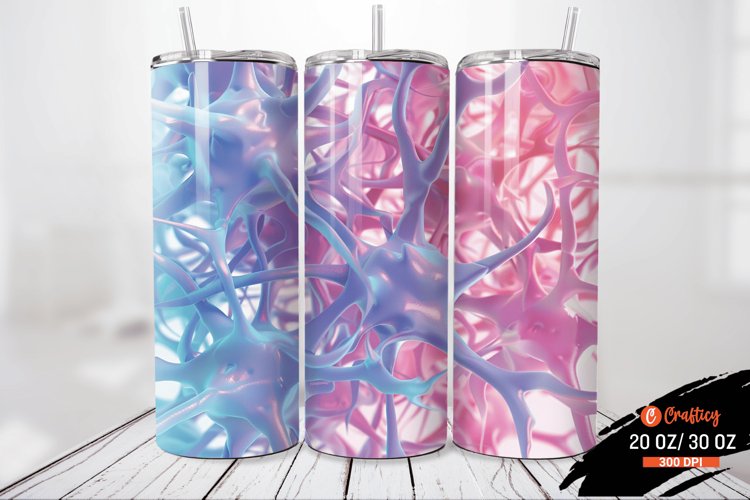 3D Brain Neurons Straight and Tapered Skinny Tumbler Wrap