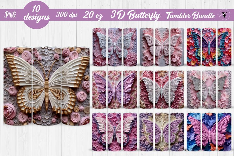 3D Butterfly sublimation | 3D Tumbler wrap bundle