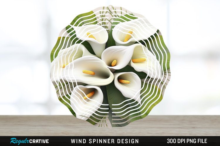 3D Calla Lily Flowers Wind Spinner Sublimation Design PNG