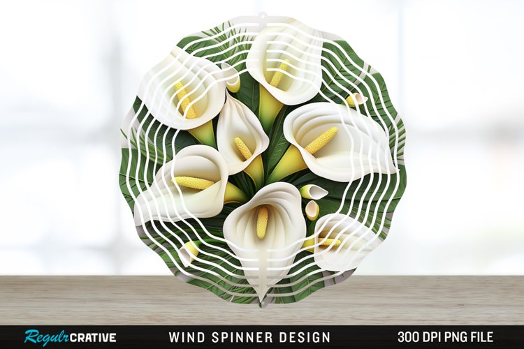 3D Calla Lily Flowers Wind Spinner Sublimation Design PNG