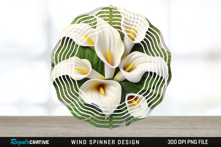 3D Calla Lily Flowers Wind Spinner Sublimation Design PNG