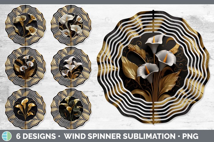 3D Calla Lily Flowers Wind Spinner | Sublimation Spinner Des