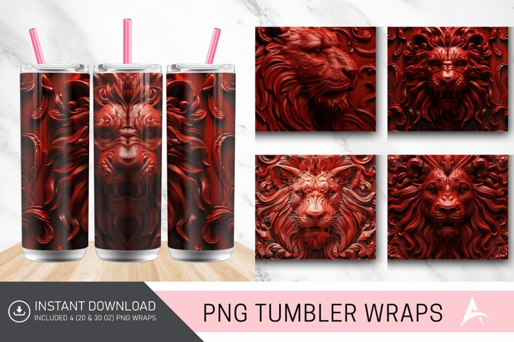 3D Carved Lion Tumbler Wrap