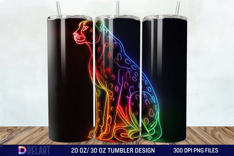 3D Cheetah Neon Tumbler Wrap