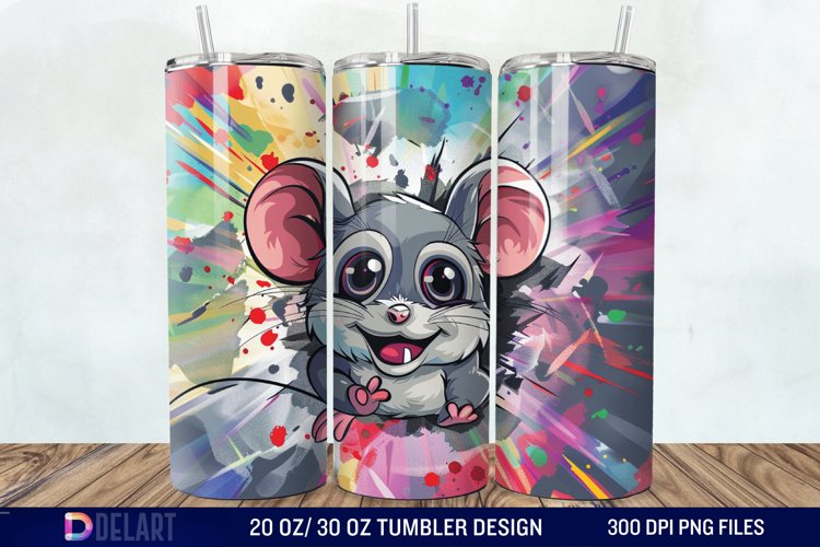 3D Chibi Mouse Crack Hole Tumbler Wrap
