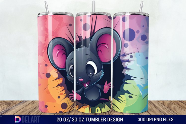 3D Chibi Mouse Crack Hole Tumbler Wrap