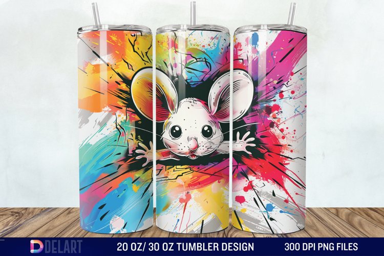 3D Chibi Mouse Crack Hole Tumbler Wrap
