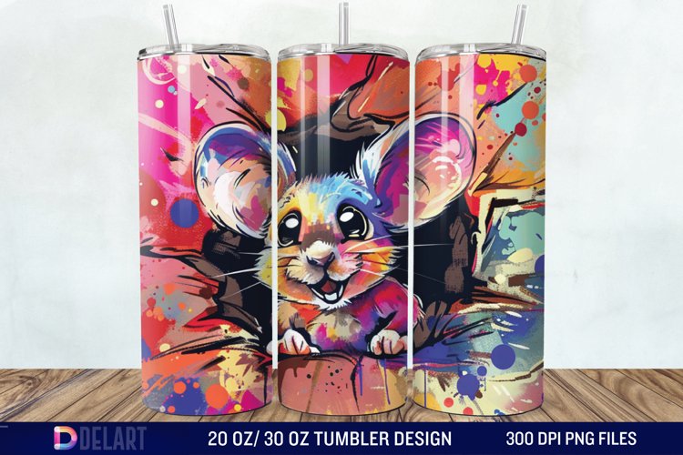 3D Chibi Mouse Crack Hole Tumbler Wrap
