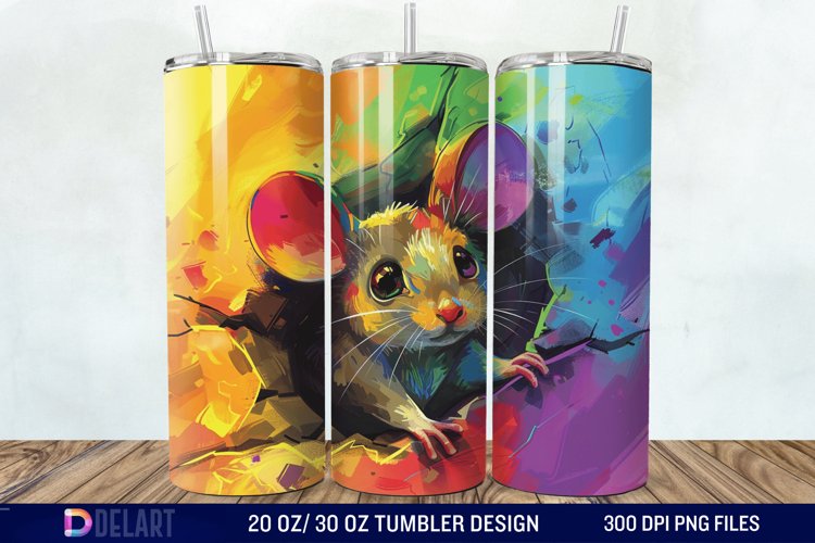 3D Chibi Mouse Crack Hole Tumbler Wrap