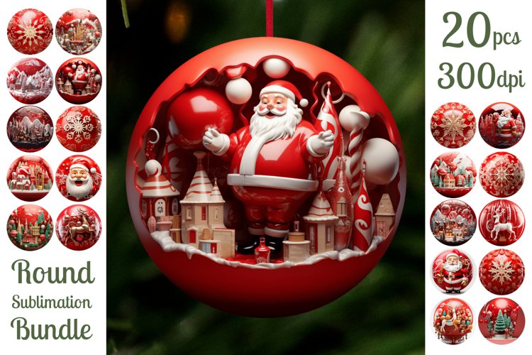 3D Christmas Ornaments Bundle / 3D Christmas Sublimation Png