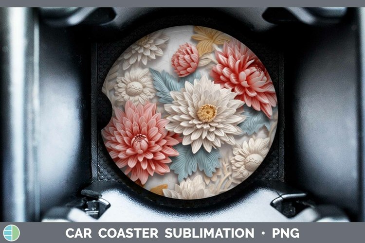 3D Chrysanthemum Car Coaster | Sublimation Coaster Designs