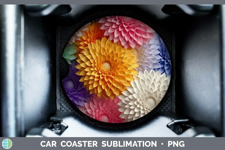 3D Chrysanthemum Car Coaster | Sublimation Coaster Designs