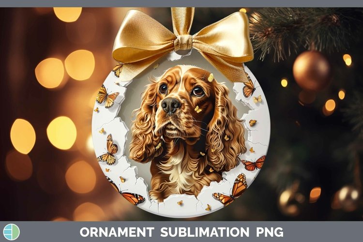 3D Cocker Spaniel Ornament | Sublimation Bauble Designs