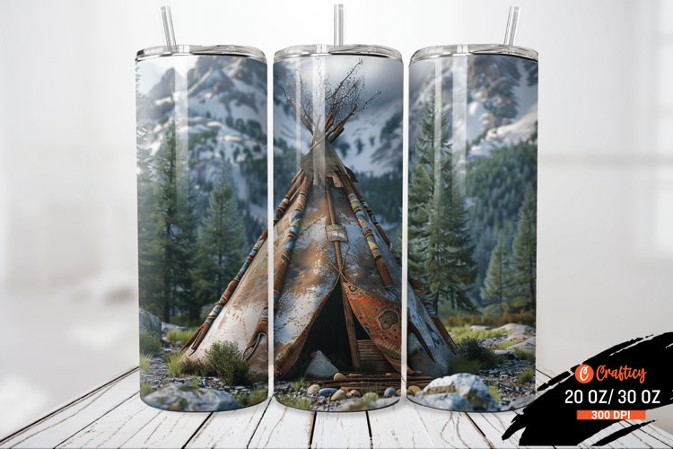 3D Colorado Teepee Tumbler wrap 20/30 oz Tumbler Wrap