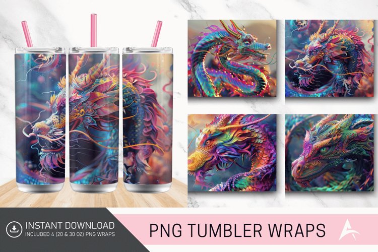 3D Colorful Dragon Tumbler Wrap