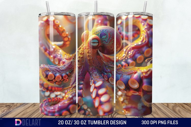3D Colorful Octopus Tumbler Wrap