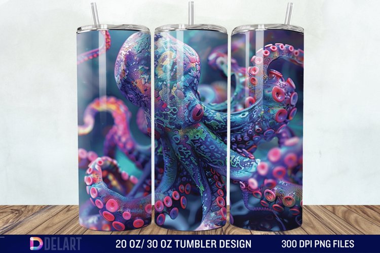 3D Colorful Octopus Tumbler Wrap