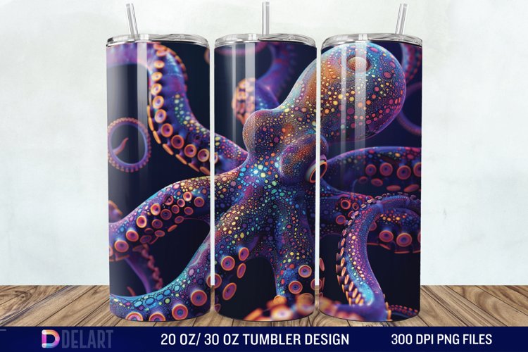 3D Colorful Octopus Tumbler Wrap