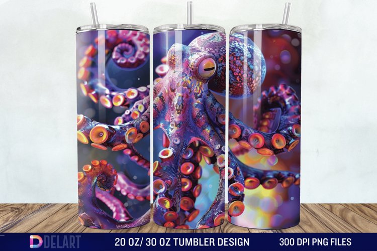 3D Colorful Octopus Tumbler Wrap