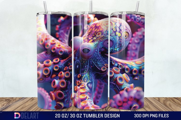 3D Colorful Octopus Tumbler Wrap