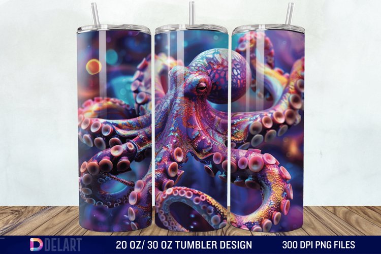 3D Colorful Octopus Tumbler Wrap