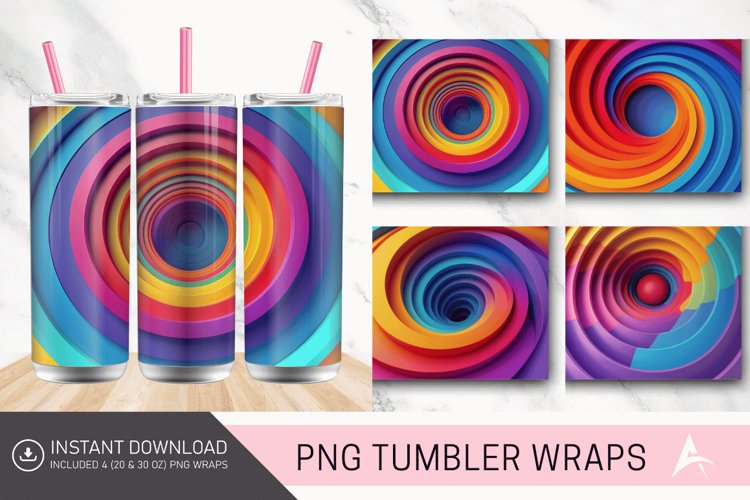 3D Colorful Round Shape Tumbler wrap