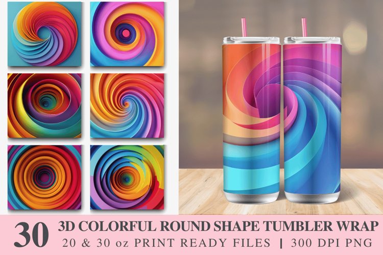 3D Colorful Round Shape Tumbler wrap Bundle