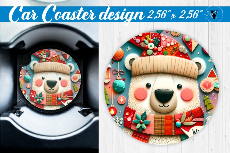 Car Coaster | Fabric applique | 3D Christmas (4381097)