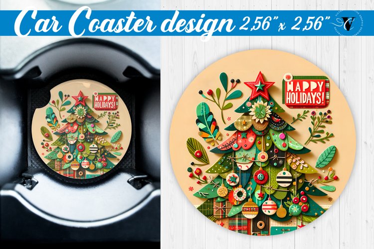 Car Coaster | Fabric applique | 3D Christmas (4381140)