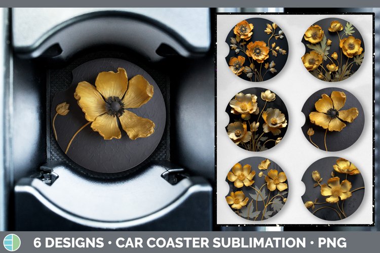 3D Elegant Buttercup Flowers Car Coaster | Sublimation Coast