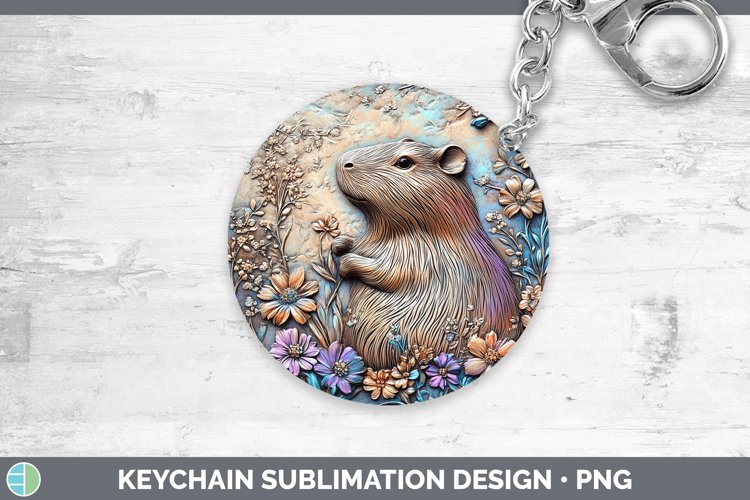 3D Exotic Animals Capybara Keychain Sublimation Keyring Desi