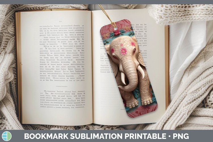 3D Exotic Animals Elephant Bookmark Sublimation Printable De