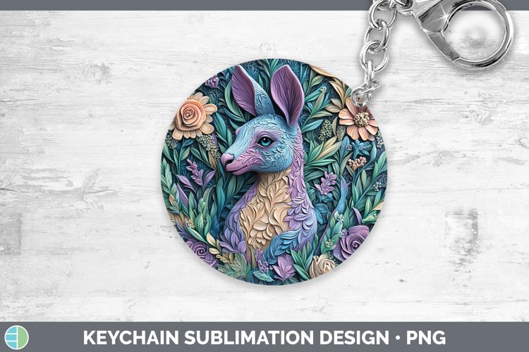 3D Exotic Animals Kangaroo Keychain Sublimation Keyring Desi