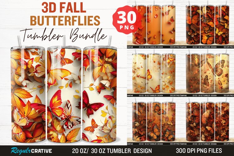3D Fall Butterflies Tumbler Bundle