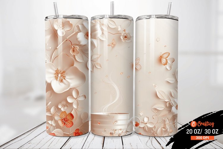 3D Floral Coffee Cup Tumbler Wrap 20/30 oz Tumbler Wrap
