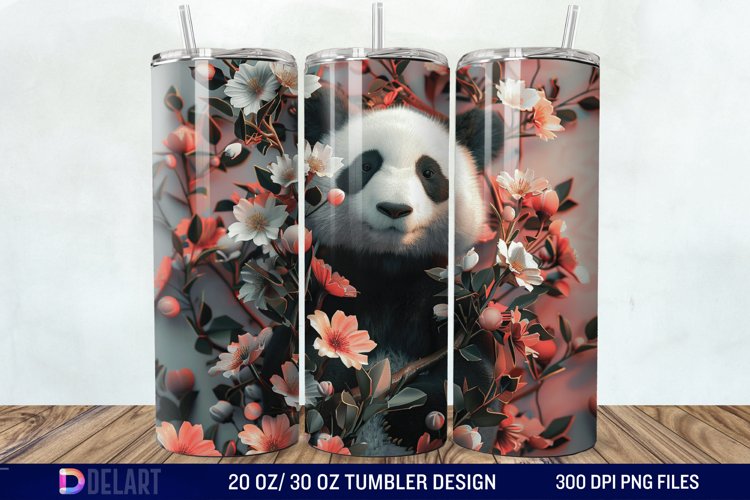 3D Floral Panda Break Tumbler Wrap